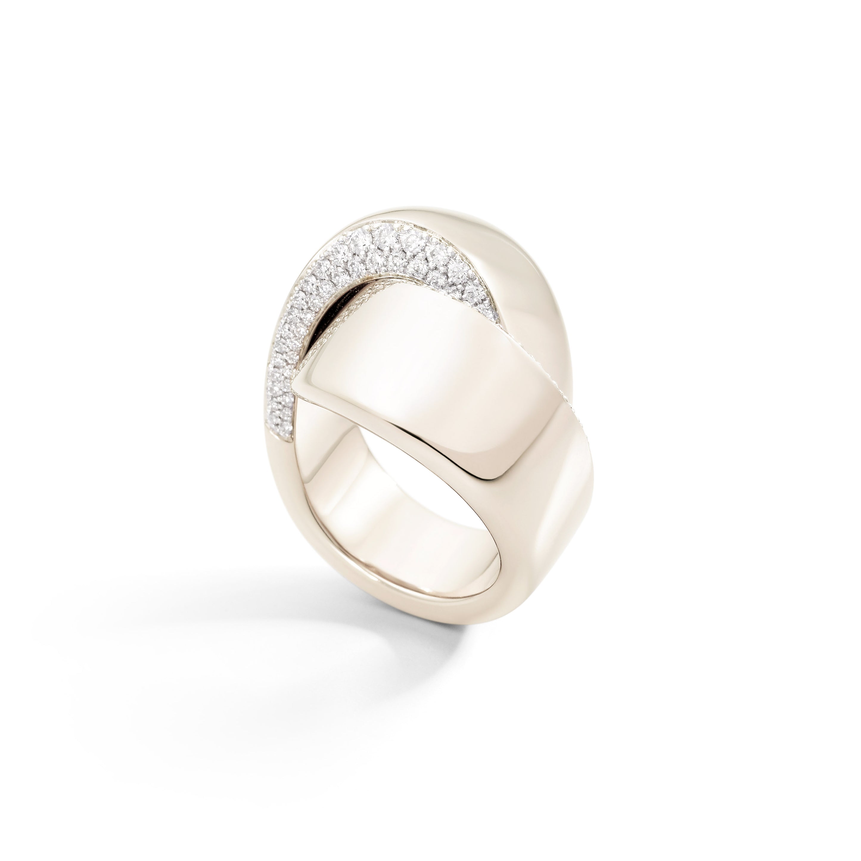 Abbraccio Midi Ring in 18K white gold, diamonds - Vhernier