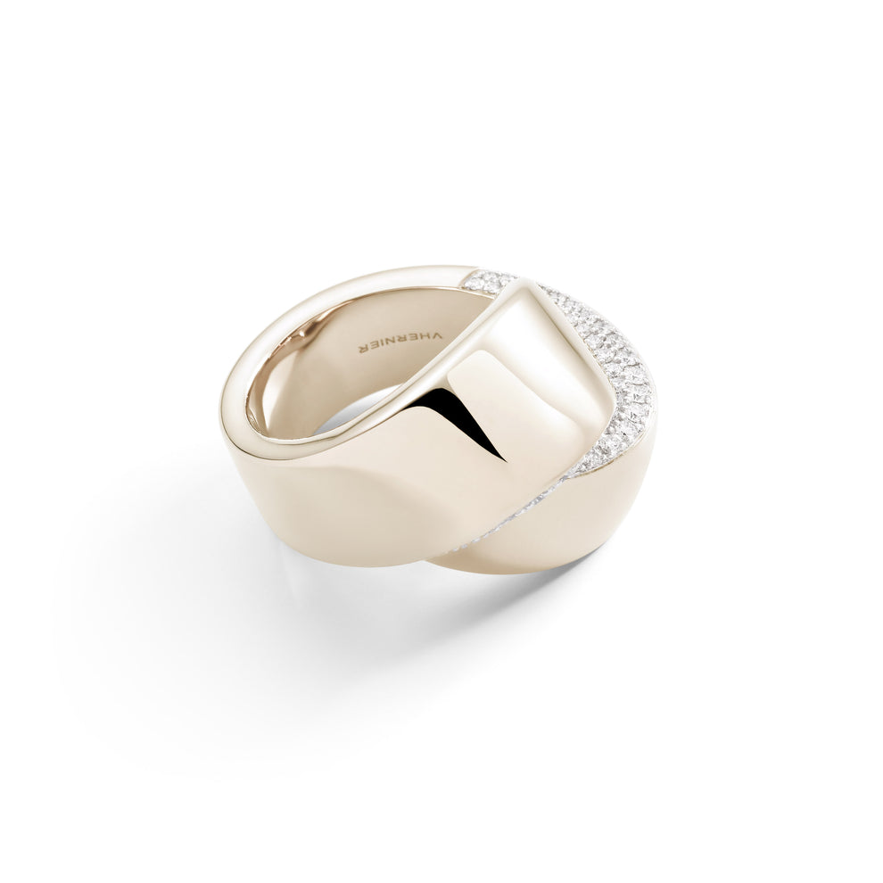 Abbraccio Midi Ring in 18K white gold, diamonds - Vhernier