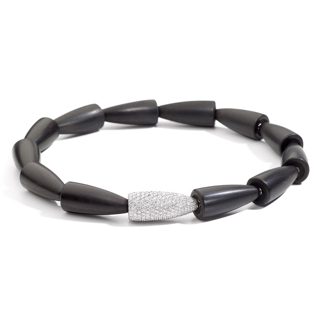 Calla Necklace in 18K white gold, diamonds, ebony - Vhernier