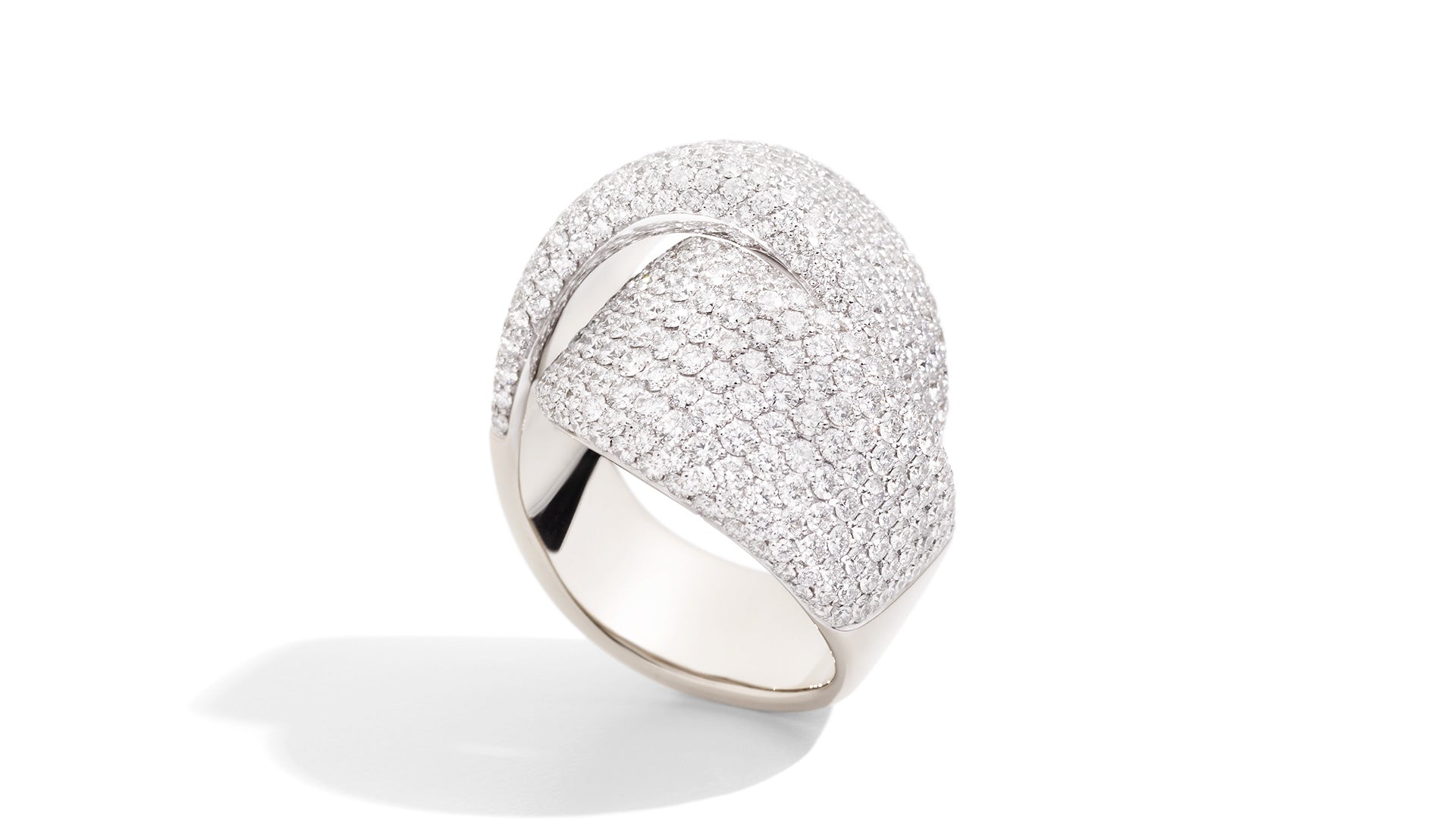 Abbraccio Ring in 18K white gold not rhodium plated, diamonds - Vhernier